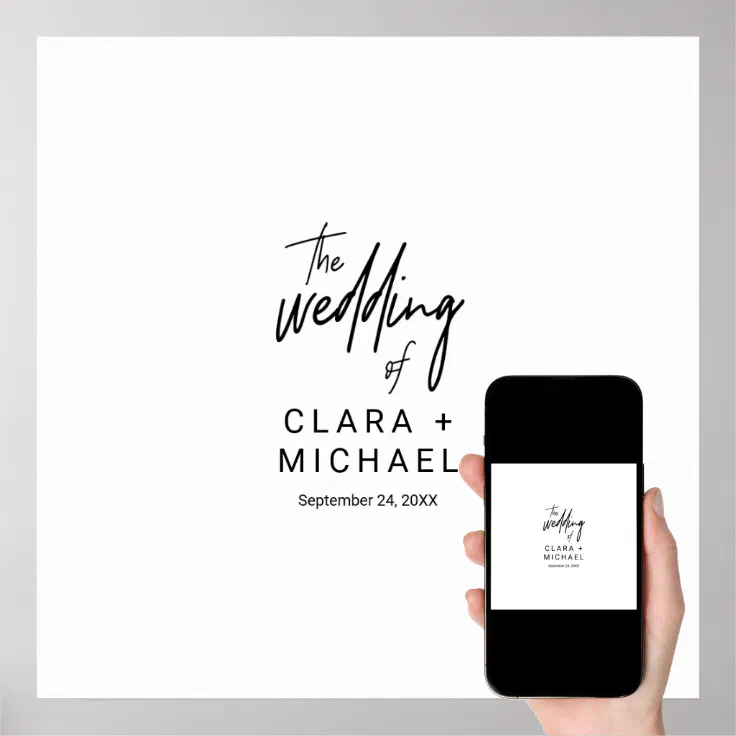 Whimsical Calligraphy Wedding Guest Signing Poster | Zazzle