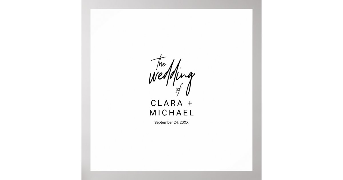 Whimsical Calligraphy Wedding Guest Signing Poster | Zazzle