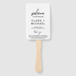 Whimsical Calligraphy Wedding Program Hand Fan | Zazzle