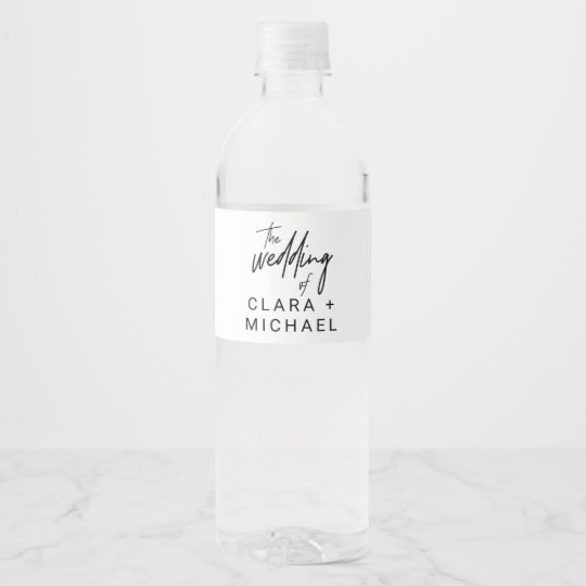 Whimsical Calligraphy Wedding Water Bottle Label | Zazzle.com