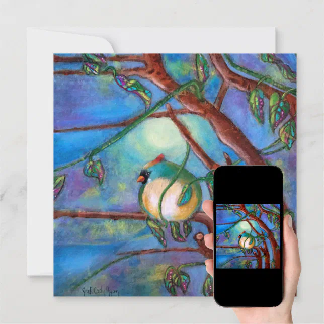 Whimsical Cardinal Art Birthday Card | Zazzle