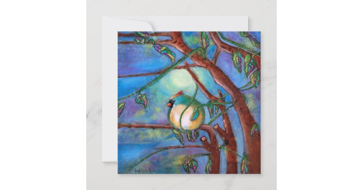 Whimsical Cardinal Art Birthday Card | Zazzle