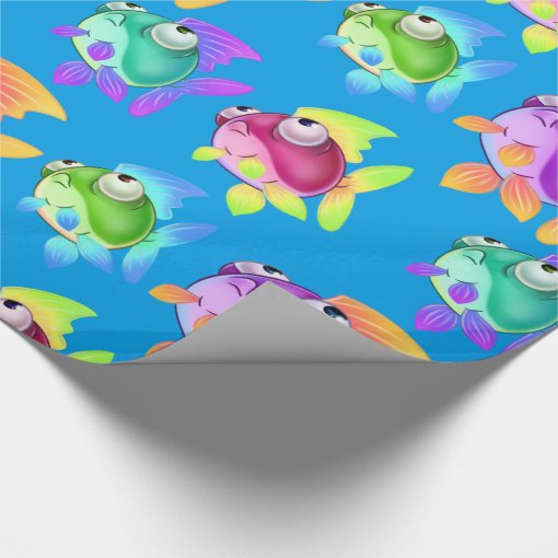 Whimsical cartoon fish wrapping paper | Zazzle