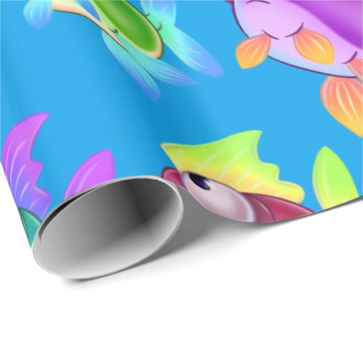 Whimsical cartoon fish wrapping paper | Zazzle