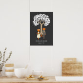 Whimsical Cats Wedding Fingerprint Signature Tree Poster | Zazzle