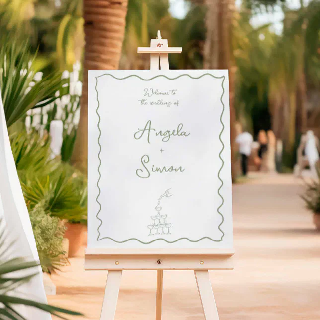 Whimsical Champagne Tower Wedding Welcome Sign | Zazzle