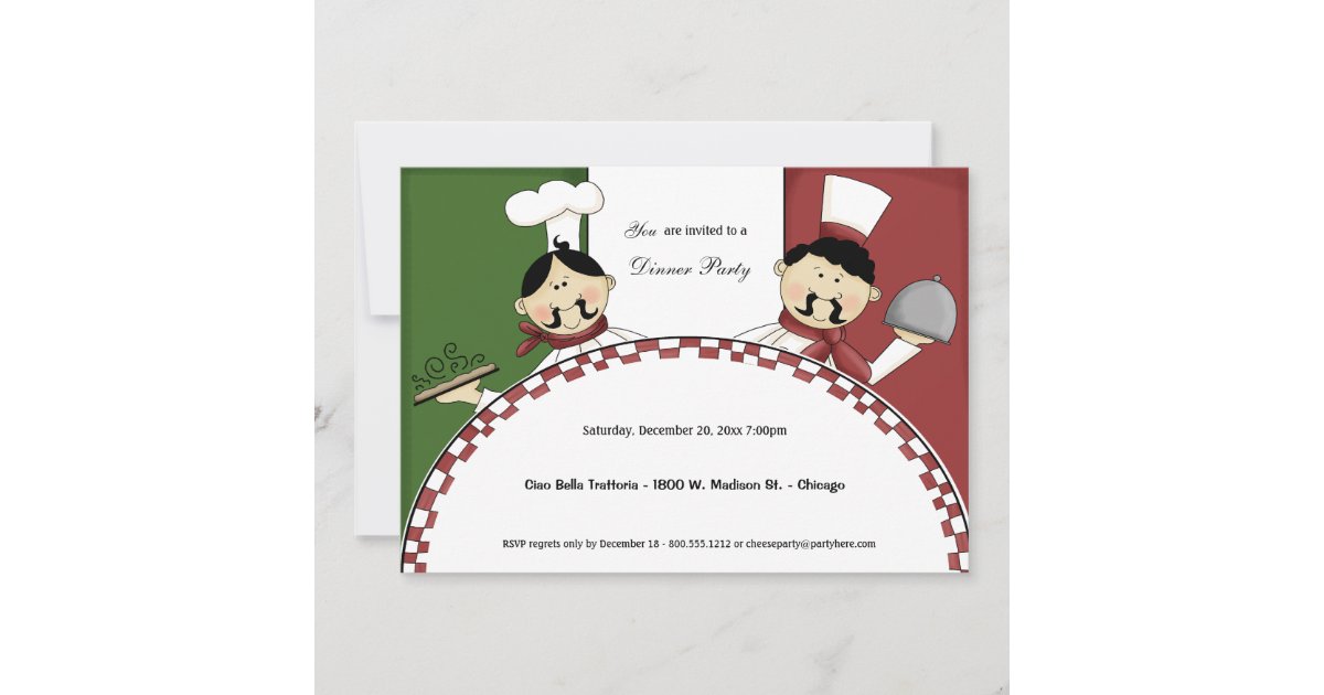 Whimsical Chef Dinner Party Invite | Zazzle