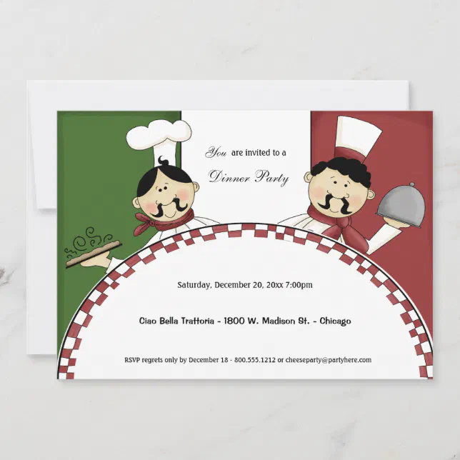 Whimsical Chef Dinner Party Invite | Zazzle