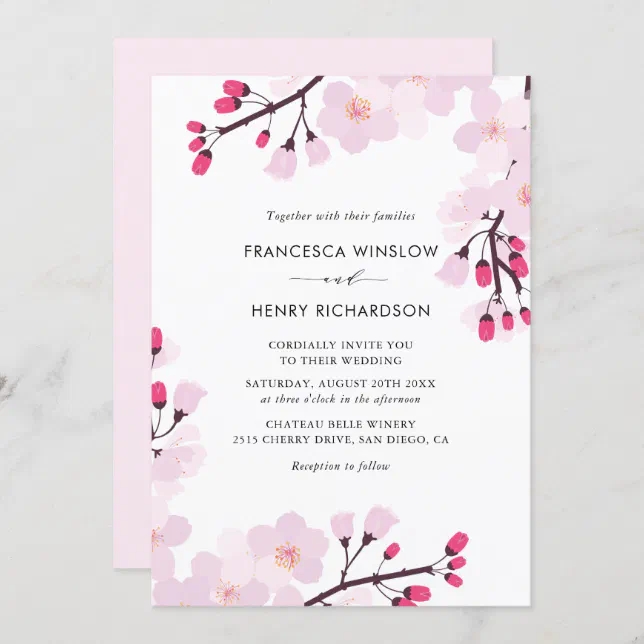 Whimsical Cherry Blossoms Wedding Invitation | Zazzle