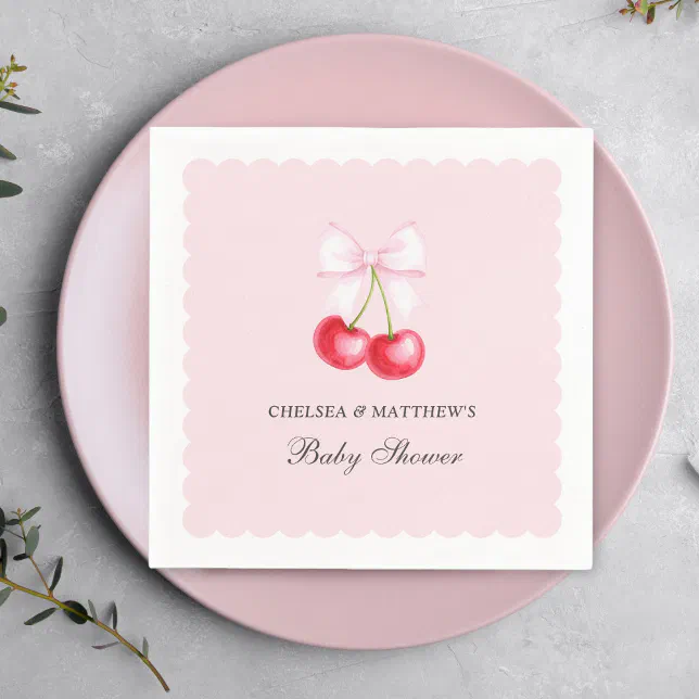 Whimsical Cherry On Top Girl Baby Shower Napkins | Zazzle