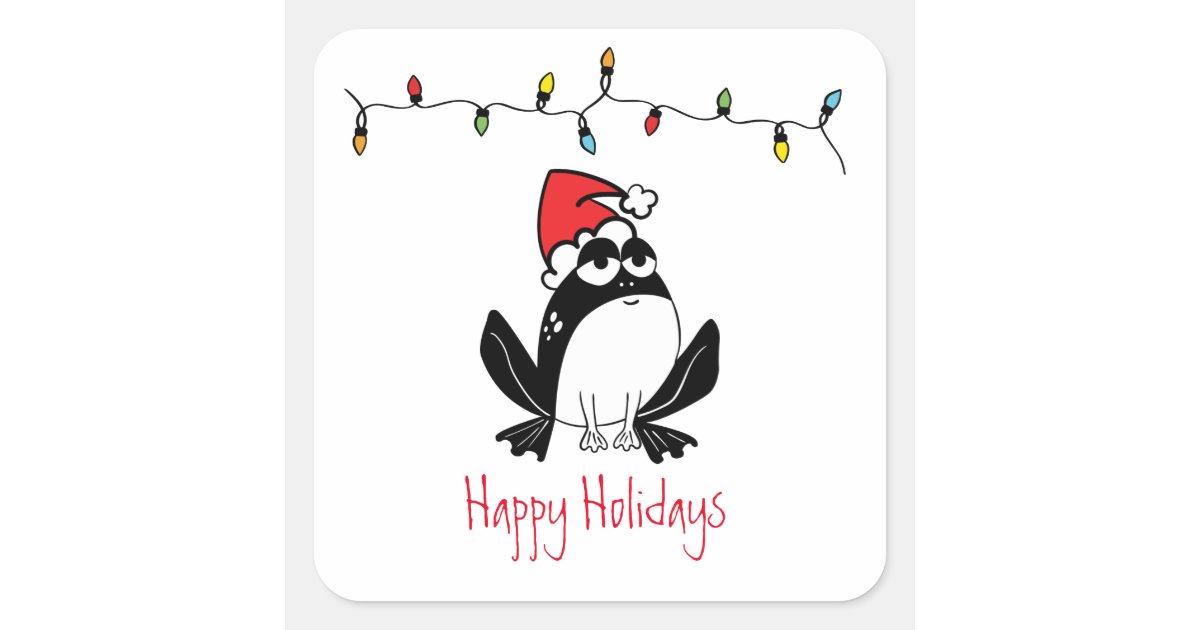 Whimsical Christmas Frog Square Sticker | Zazzle