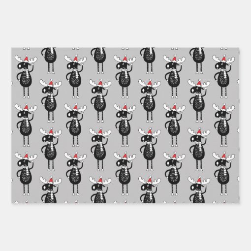 Whimsical Christmas Moose Wrapping Paper Sheets | Zazzle