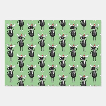 Whimsical Christmas Moose Wrapping Paper Sheets | Zazzle
