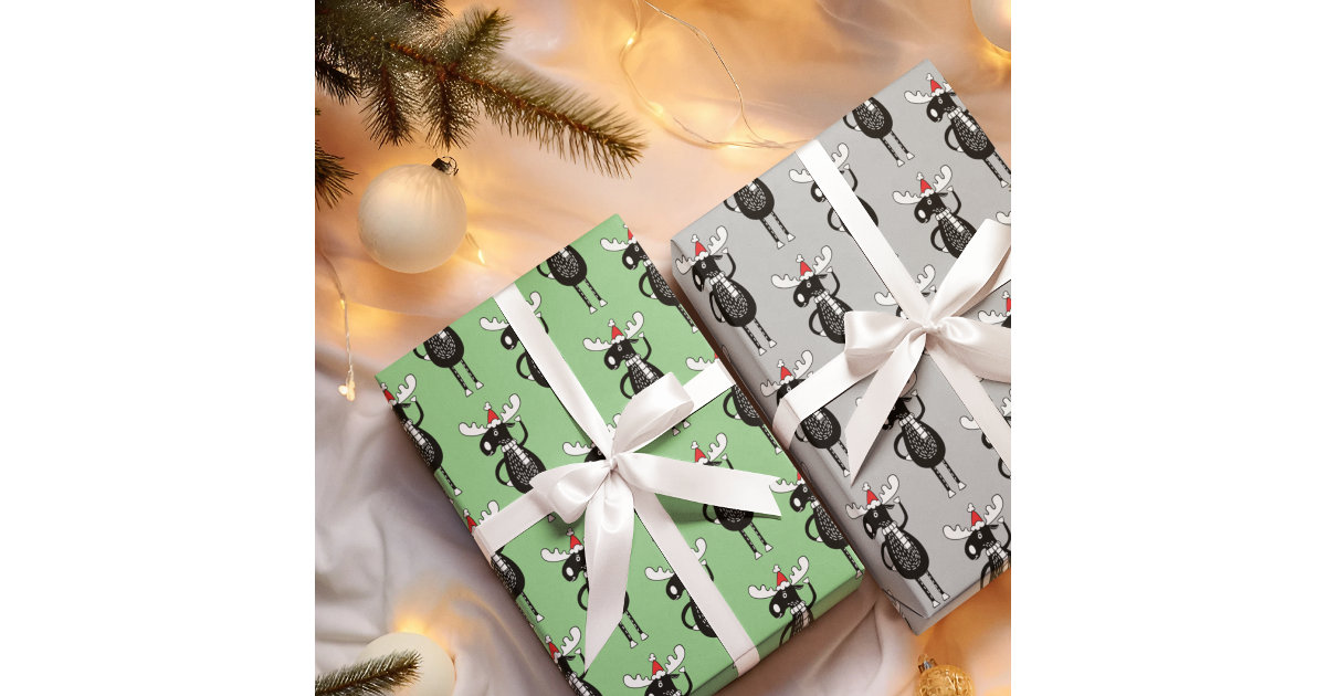 Whimsical Christmas Moose Wrapping Paper Sheets | Zazzle