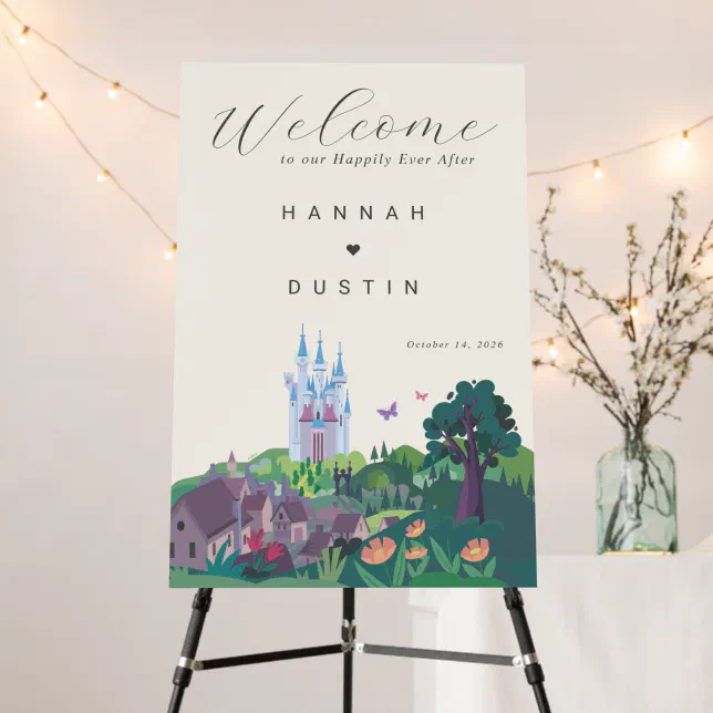 Whimsical Cinderella Castle Wedding Welcome Sign | Zazzle