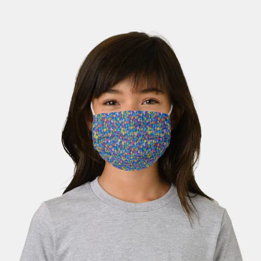 Whimsical Colorful Crayon Floral Doodles Pattern Kids' Cloth Face Mask ...