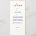 Whimsical Colorful Handwritten Script Wedding Menu | Zazzle