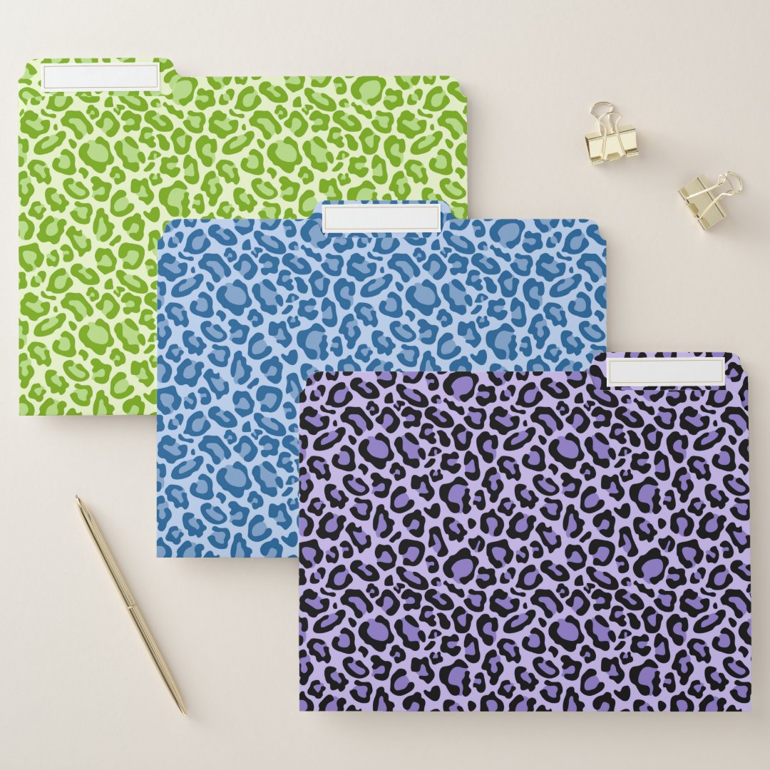 Whimsical Colors Leopard Print File Folder Set | Zazzle
