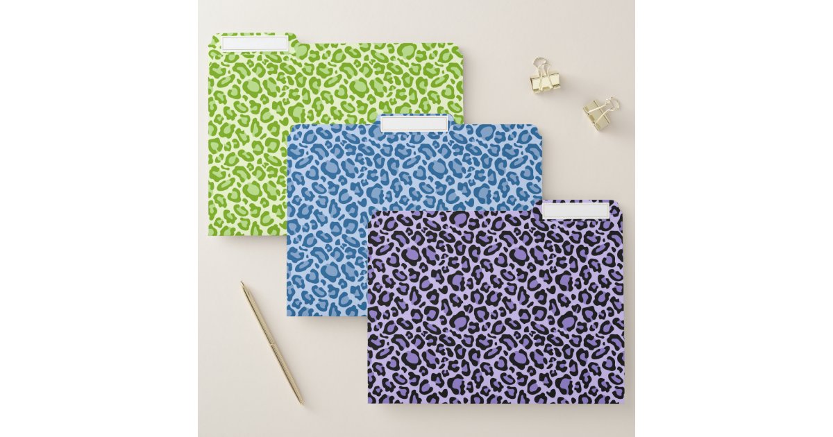 Whimsical Colors Leopard Print File Folder Set | Zazzle