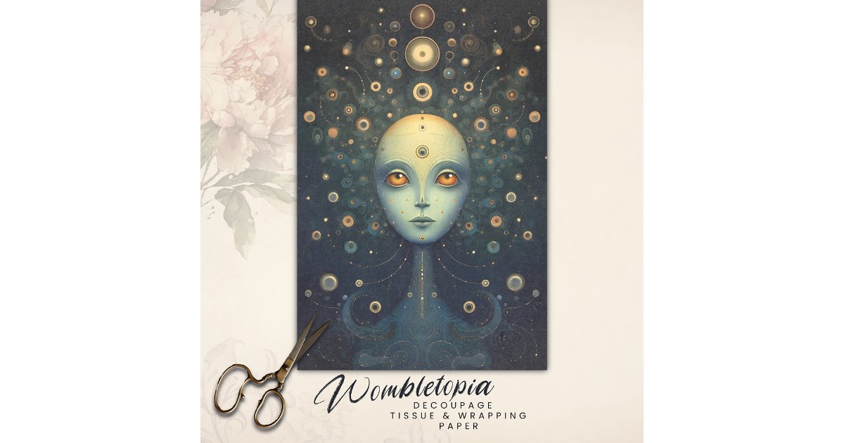 Whimsical Cosmic Gold Goddess Fantasy Decoupage Tissue Paper | Zazzle