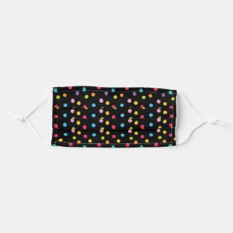 Whimsical Crayon Polka Dots Black Pattern Adult Cloth Face Mask | Zazzle