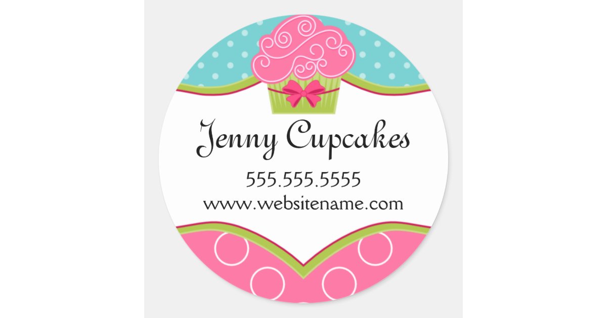 Whimsical Cupcake Bakery Box Seals | Zazzle