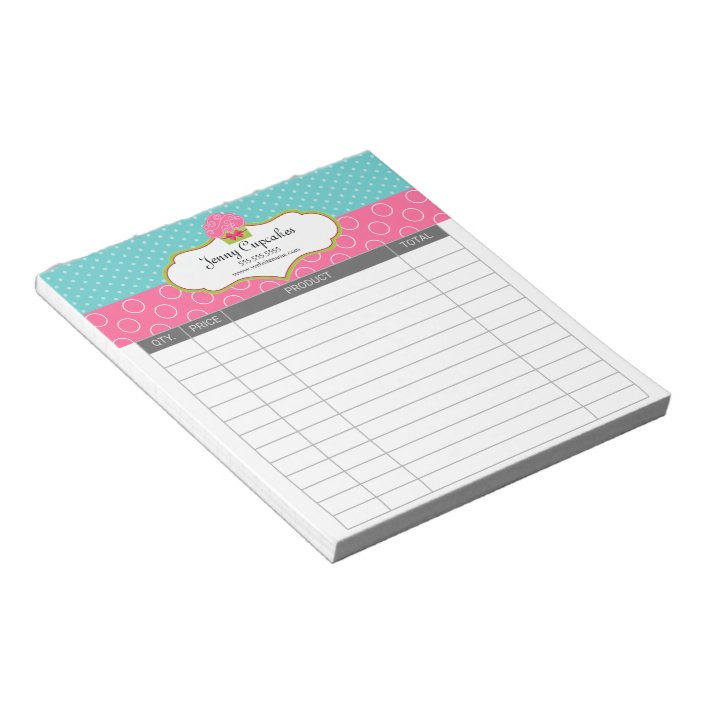 Whimsical Cupcake Bakery Receipts Notepad | Zazzle.com