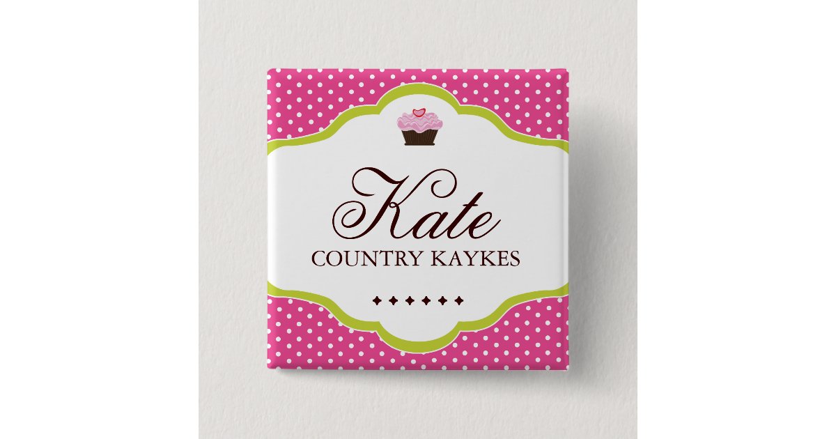 WHIMSICAL CUPCAKE NAME TAG BUTTON | Zazzle