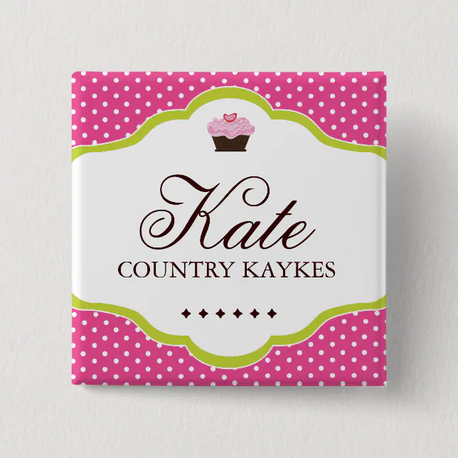 WHIMSICAL CUPCAKE NAME TAG BUTTON | Zazzle