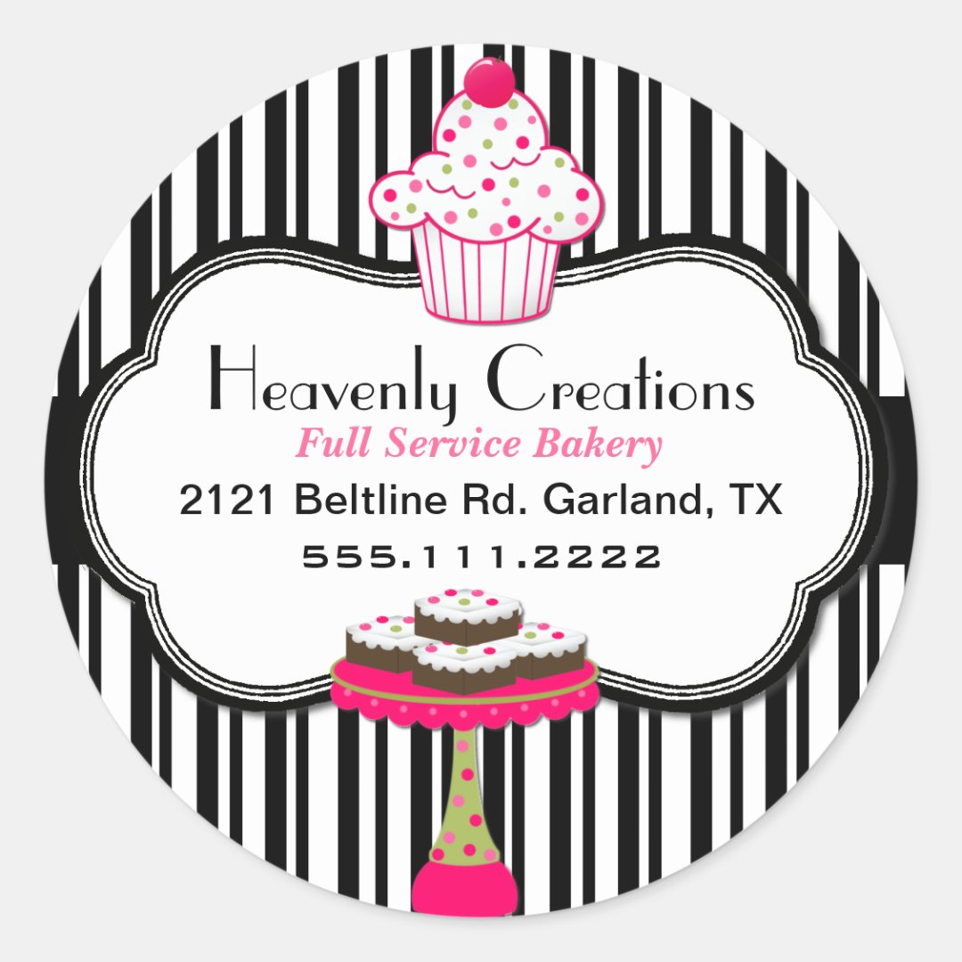 Whimsical Custom Bakery Sticker | Zazzle
