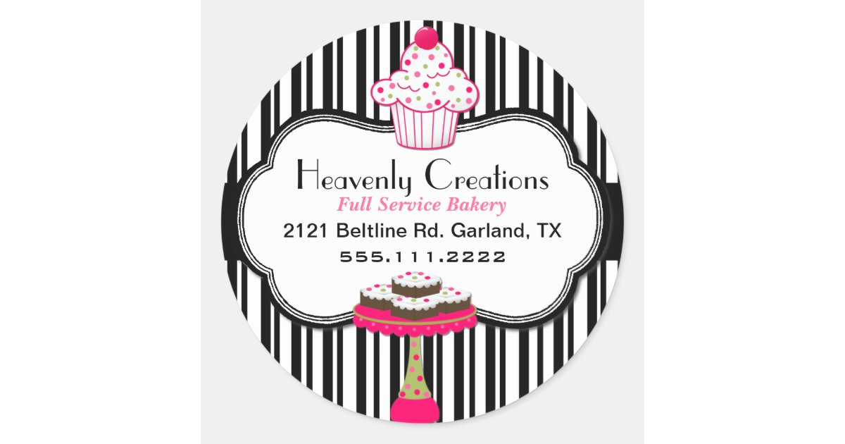Whimsical Custom Bakery Sticker | Zazzle