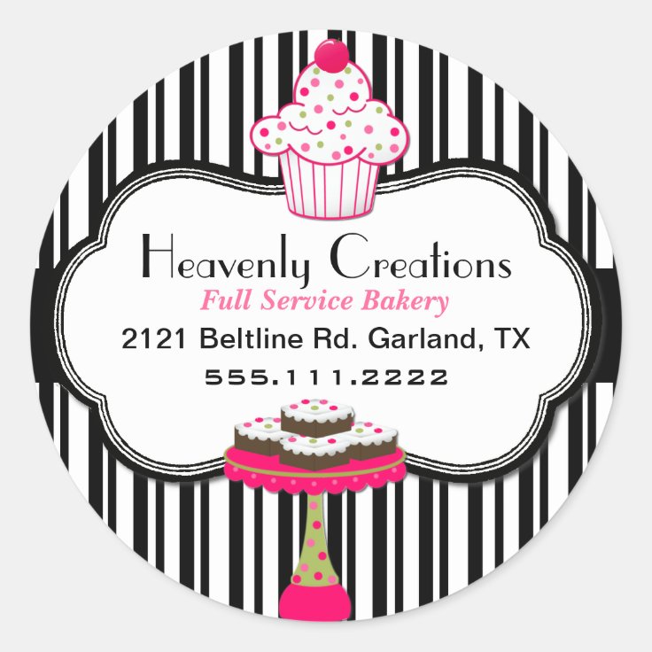 Whimsical Custom Bakery Sticker | Zazzle