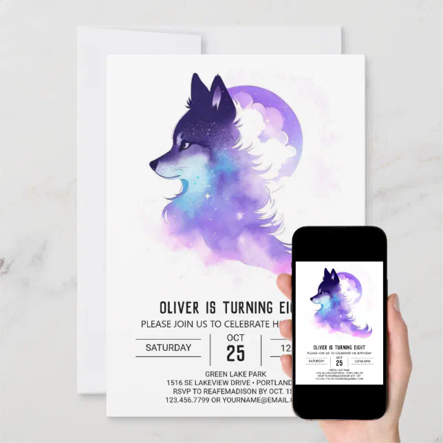 Whimsical Custom Woodland Wolf Birthday Invitation | Zazzle