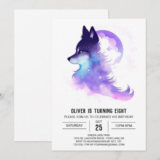 Whimsical Custom Woodland Wolf Birthday Invitation | Zazzle
