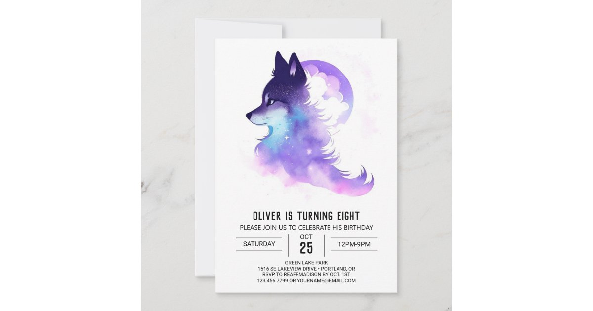 Whimsical Custom Woodland Wolf Birthday Invitation | Zazzle