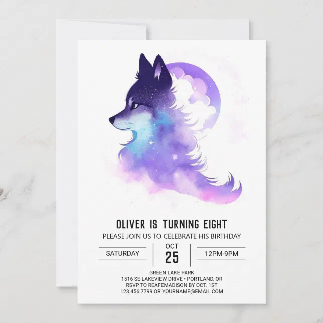 Whimsical Custom Woodland Wolf Birthday Invitation | Zazzle