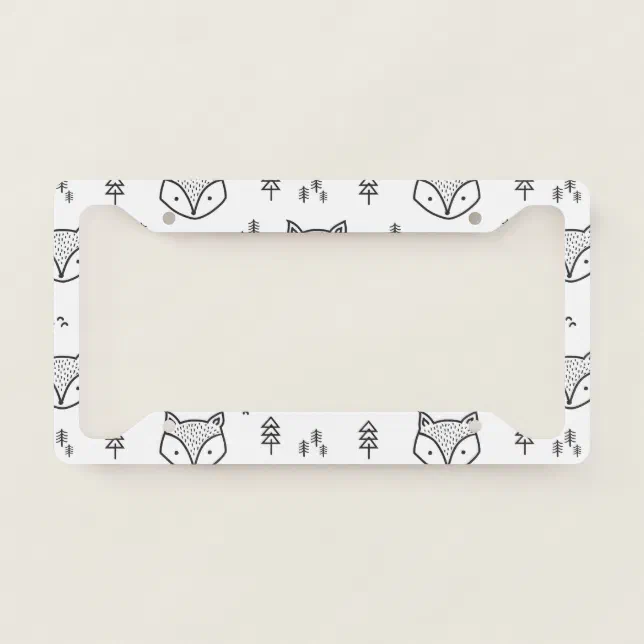 Whimsical Cute Fox in White Background License Plate Frame | Zazzle