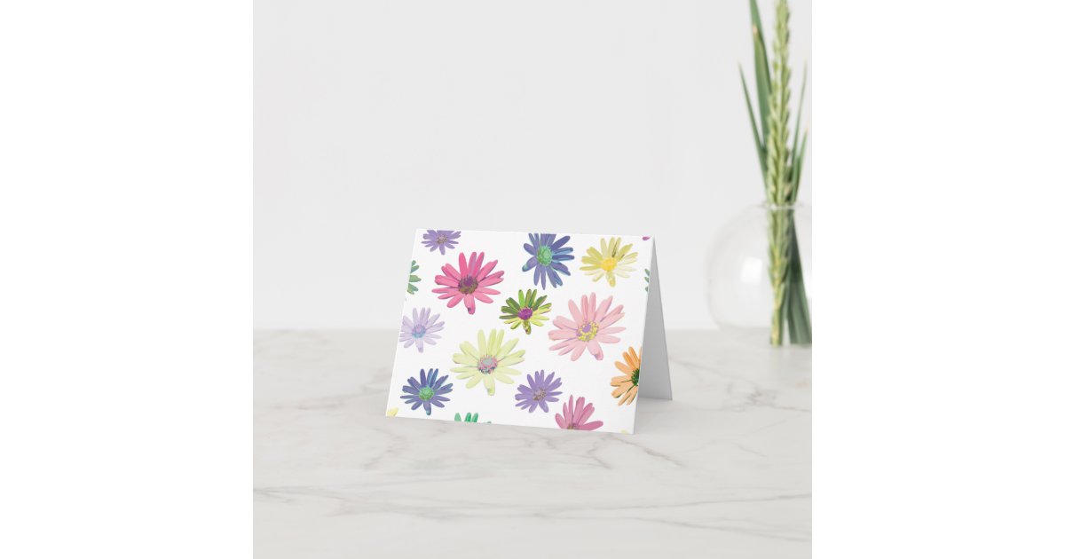 Whimsical Daisies with Name Note Card | Zazzle