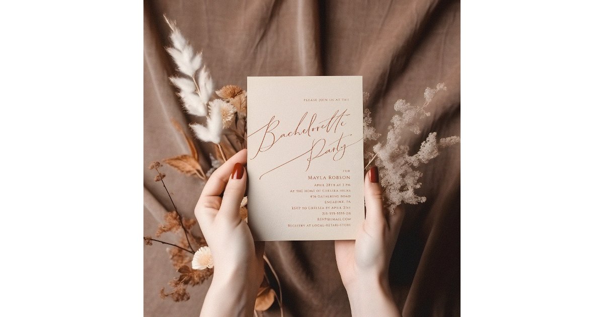 Whimsical Desert | Beige Bachelorette Party Invitation | Zazzle