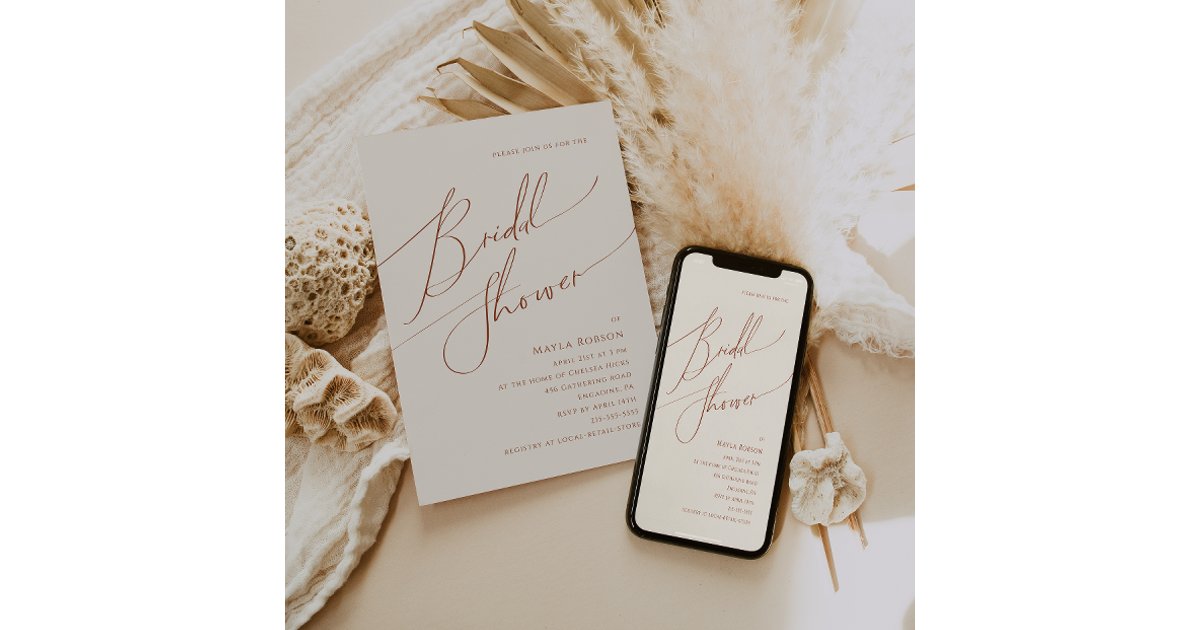 Whimsical Desert | Beige Bridal Shower Invitation | Zazzle
