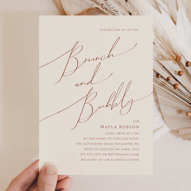 Whimsical Desert | Beige Brunch and Bubbly Invitation | Zazzle