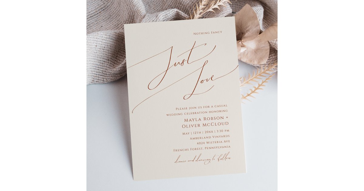 Whimsical Desert | Beige Just Love Wedding Invitation | Zazzle