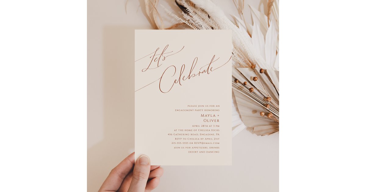 Whimsical Desert | Beige Let's Celebrate Invitation | Zazzle