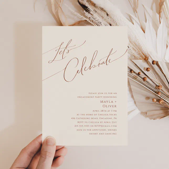Whimsical Desert | Beige Let's Celebrate Invitation | Zazzle