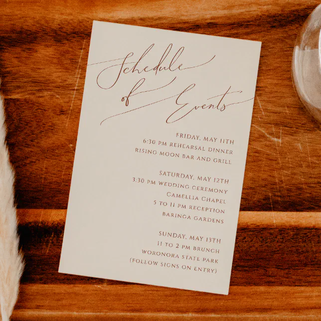 Whimsical Desert | Beige Schedule of Events Enclosure Card | Zazzle