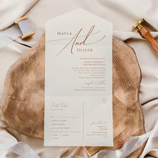 Whimsical Desert | Beige Seal and Send All In One Invitation | Zazzle