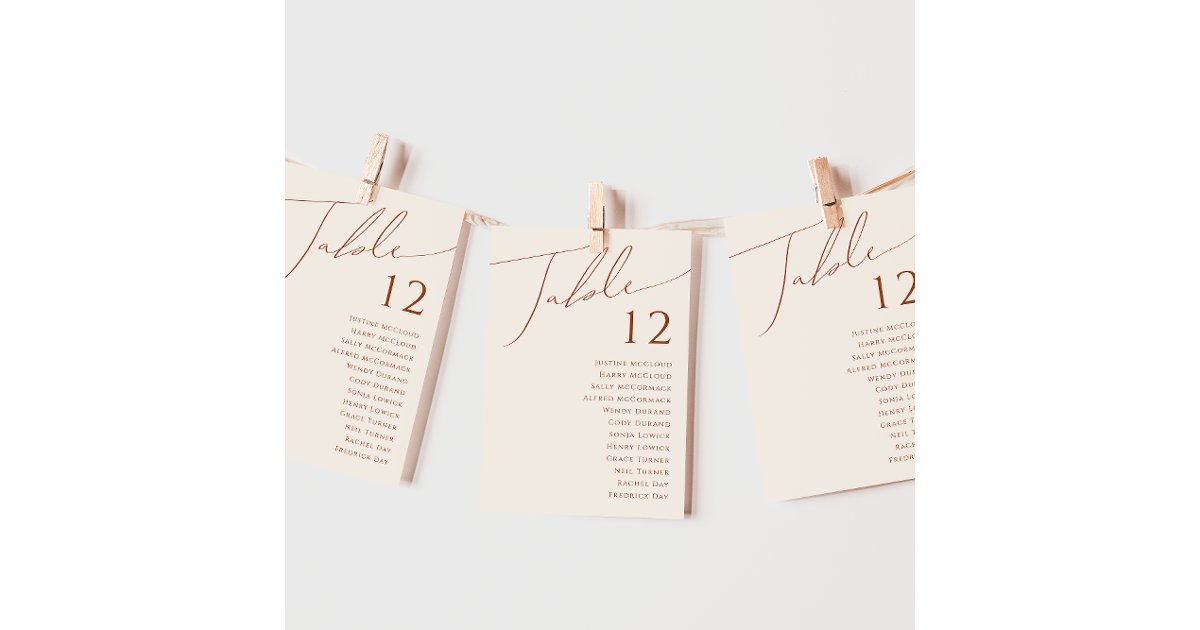 Whimsical Desert | Beige Table Number Chart | Zazzle