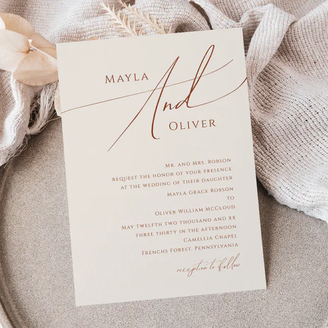 Whimsical Desert | Beige Traditional Wedding Invitation | Zazzle