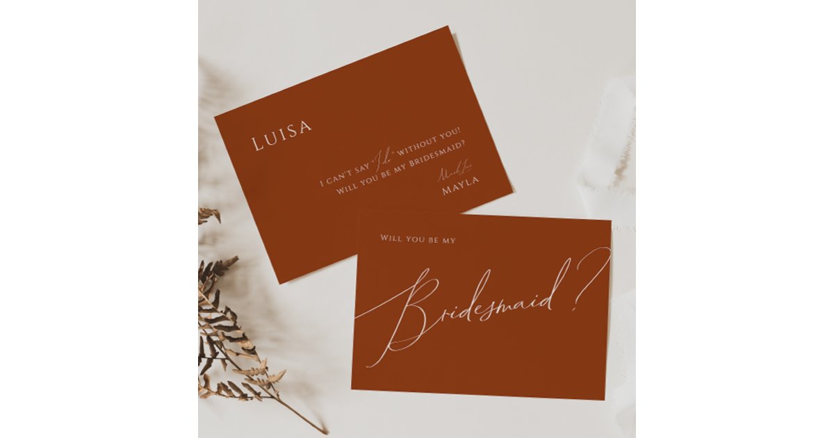 Whimsical Desert | Rust Bridesmaid Proposal Card | Zazzle