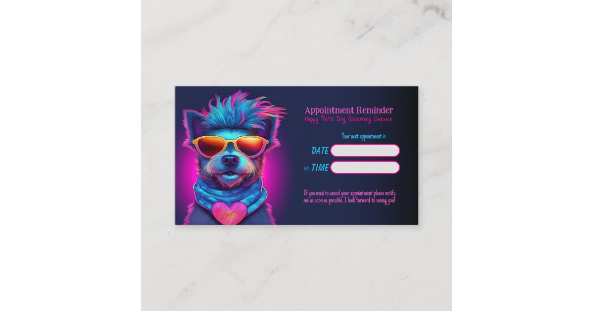 Whimsical Dog Grooming Appointment Reminder Card | Zazzle